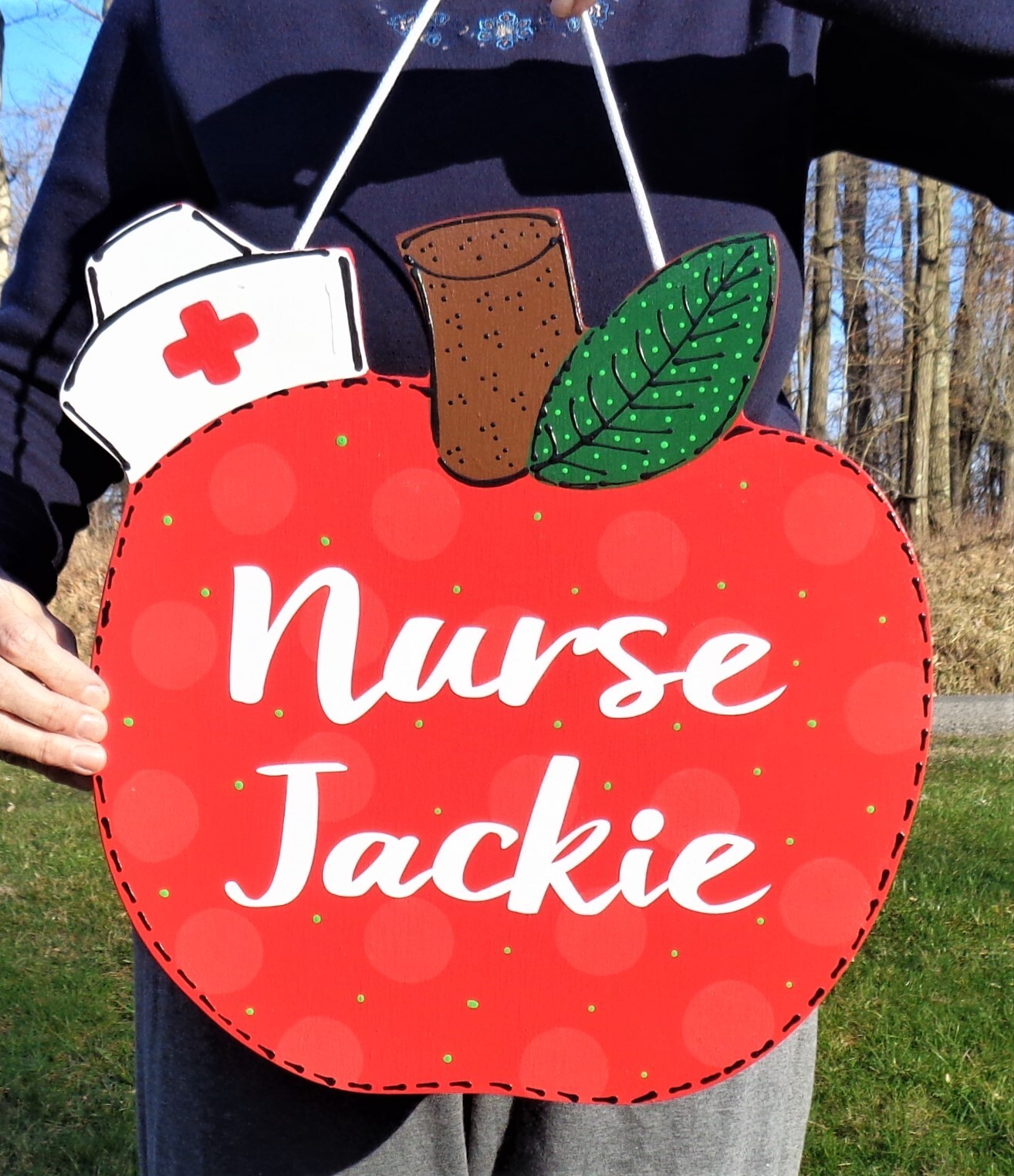 Personalized 15" NURSE Apple SIGN Wall Door Hanger Plaque School ...