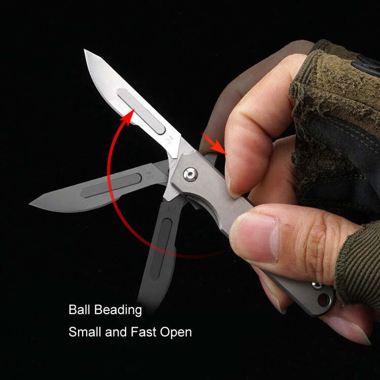 Titanium Cutter Knife Scalpel Blade Pocket EDC Tool Survival Foldable ...
