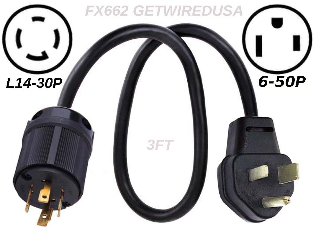 6-50P WELDER 3-PIN to L14-30P GENERATOR 4-PIN GENERATOR BACK-FEED PLUG ...