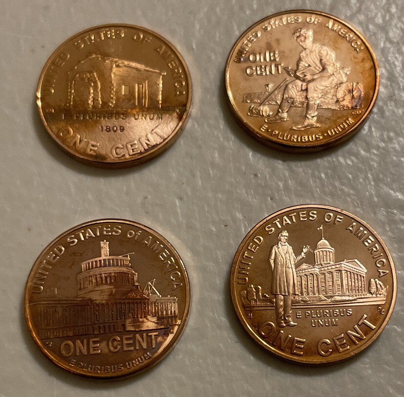 2009 S Lincoln Penny Proof 4 Pennies With Issues Toned Spots No box ...