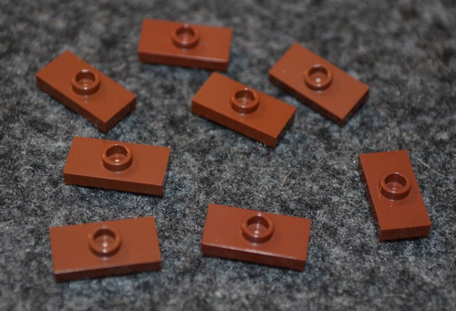 8 ~ 1x2 Reddish Brown Tile w/ Nub on Top / Jumper Bricks ~ New Lego ...