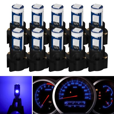 10pc Blue T5 74 3030-SMD LED Instrument Panel Cluster Lights W/ Twist ...