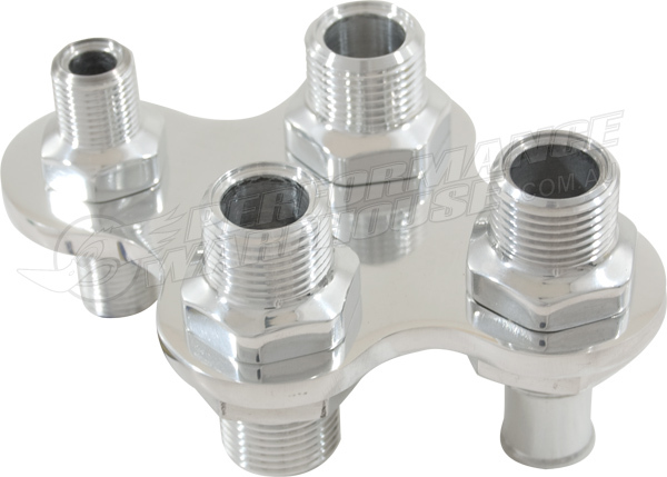 Cal Custom Polished Aluminium 4 Port A/C & Heater Bulkhead w/ 1 Push On ...