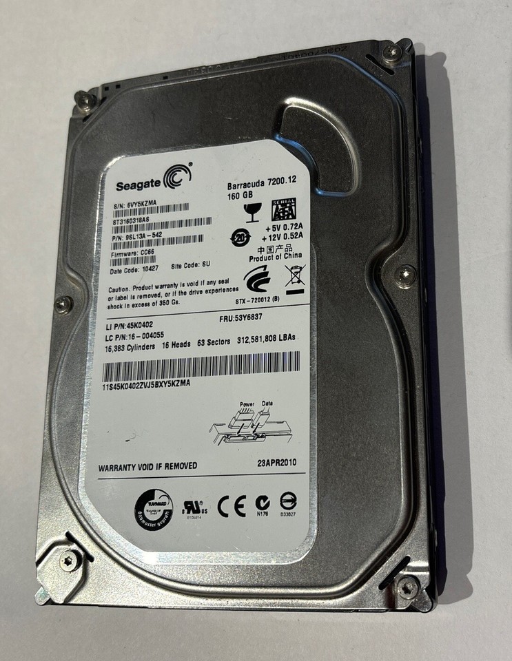 ST3160318A8, PN 98L13A-542, FW CC66, Seagate 160GB Hard Drive | eBay
