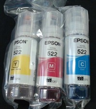 Genuine Epson 522 Ink 4 Color Combo 65ml Bottles for Eco Tank Printers ...