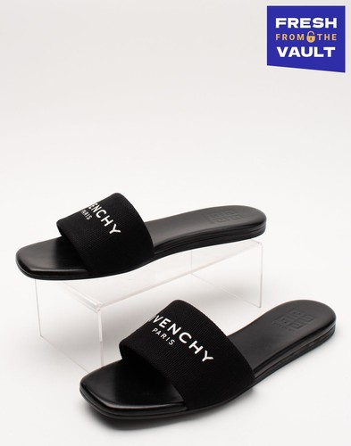 RRP €250 GIVENCHY Canvas Slide Sandals US8 UK5 EU38 Coated Logo Made in ...