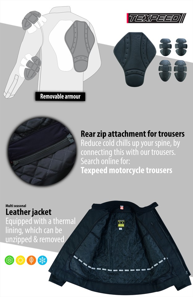 Leather Motorbike Motorcycle Jacket Touring With Genuine CE Armour ...