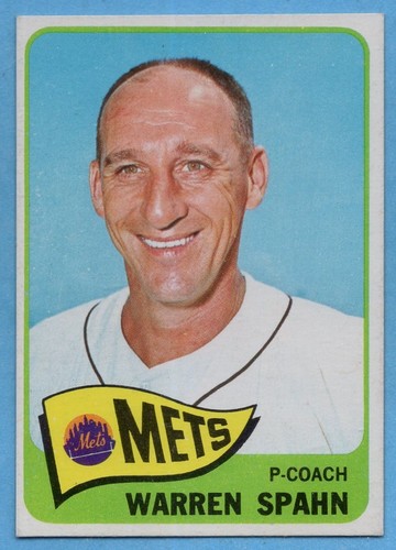 1965 Topps #205 Warren Spahn NEAR MINT MIN SIZE N6 New York Mets HOF ...