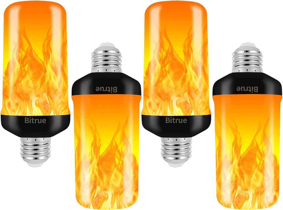 LED Flame Effect Light Bulb, 4 Modes Flame Light Bulbs, E26 Base Fire ...