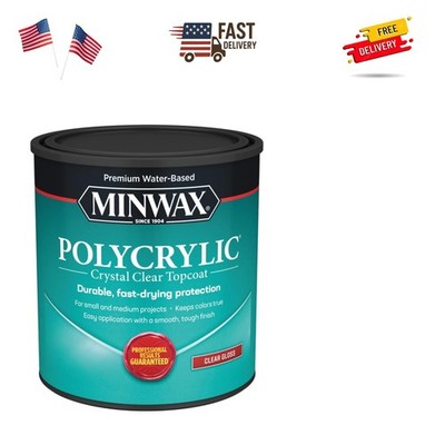 65555 Clear Polycrylic Water-Based Protective Finish Gloss, Quart, 1 ...