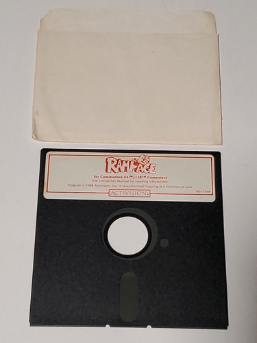 Rampage Commodore 64/128, 1988 computer game disk vintage 5.25" Floppy ...