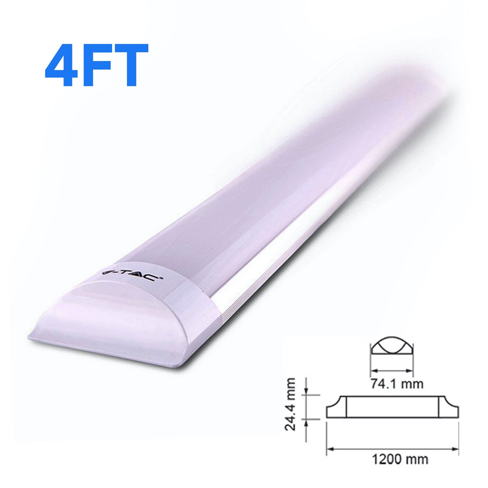 V-Tac LED Batten Tube Light Slim Fitting White 6400K 1ft 2ft 4ft 5ft ...