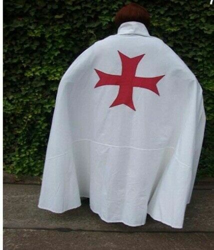 Medieval High Collar Cloak Red Templar Costume Hoodless Surcoat ...