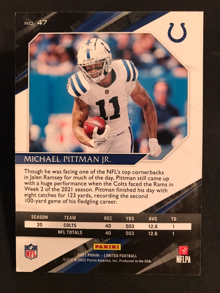 2021 Panini Limited Football card Michael Pittman Jr. #47 Colts | eBay