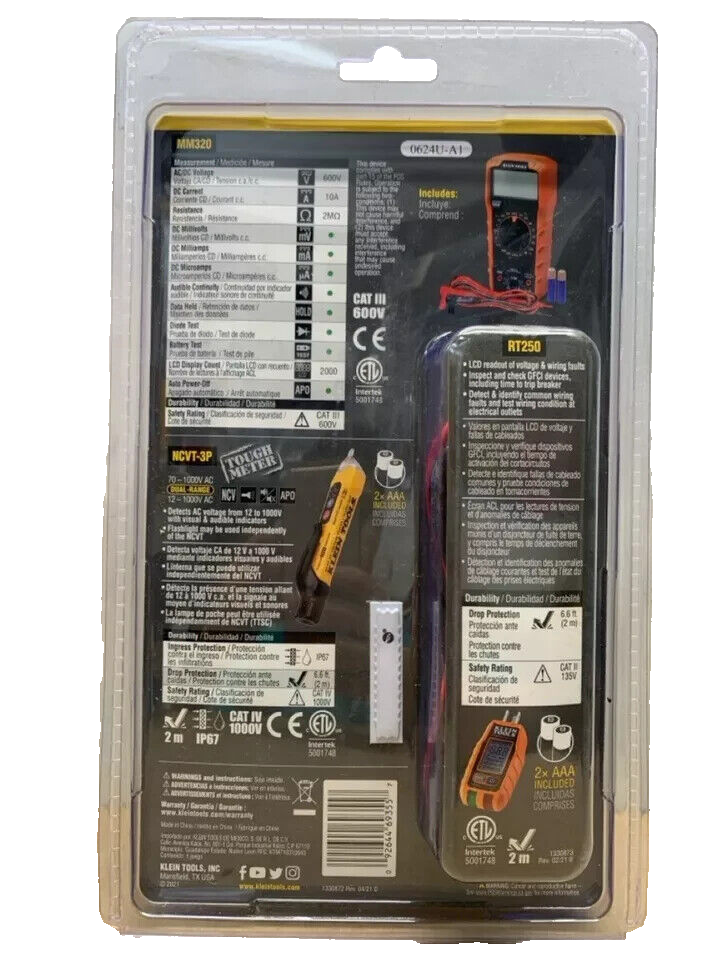 Klein 69355 Electrical Test Kit - Multimeter, GFCI & Voltage Tester ...