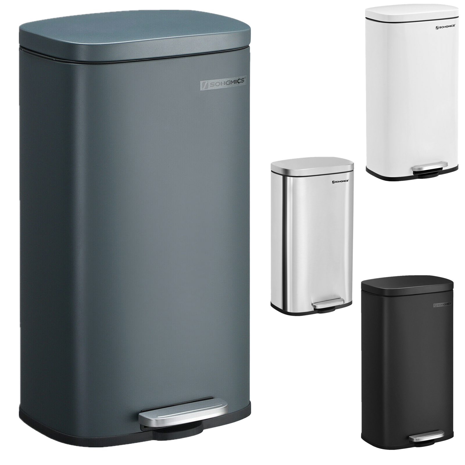 SONGMICS Waste Bin 30L Garbage Rubbish Kitchen Trash Recycling Recycle ...