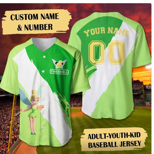 Personalized Tinker Bell 3D Baseball Jersey Shirt CHRISTMAS GIFT BEST ...