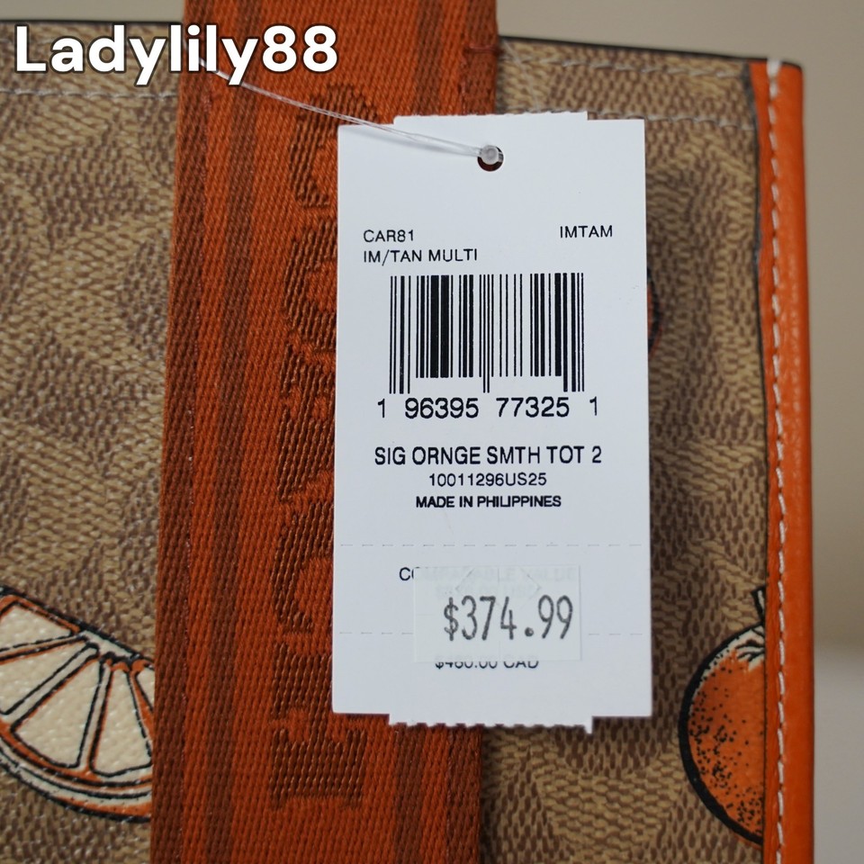 NWT Coach CAR80 CAR81 CAR79 Smith Tote Bag 24 Coated Canvas Smooth ...