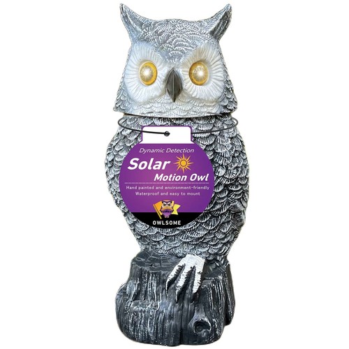 Owlsome Solar Snowy Owl with Flashing Eyes, Rotating Head, Hooting ...