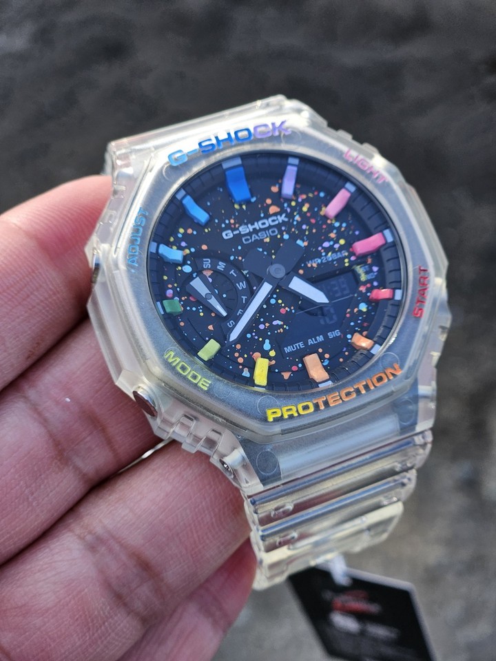 Casio G-Shock GA-2100 Custom Transparent Mod – Rainbow Index – Unique ...