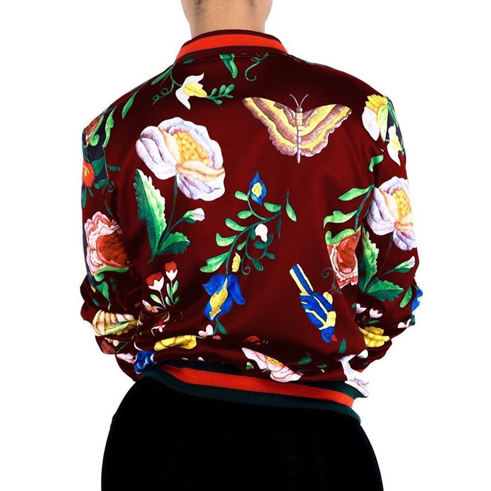 USA Women Fashion Jackets Long Sleeve Zipper Print Jackets Night Party ...