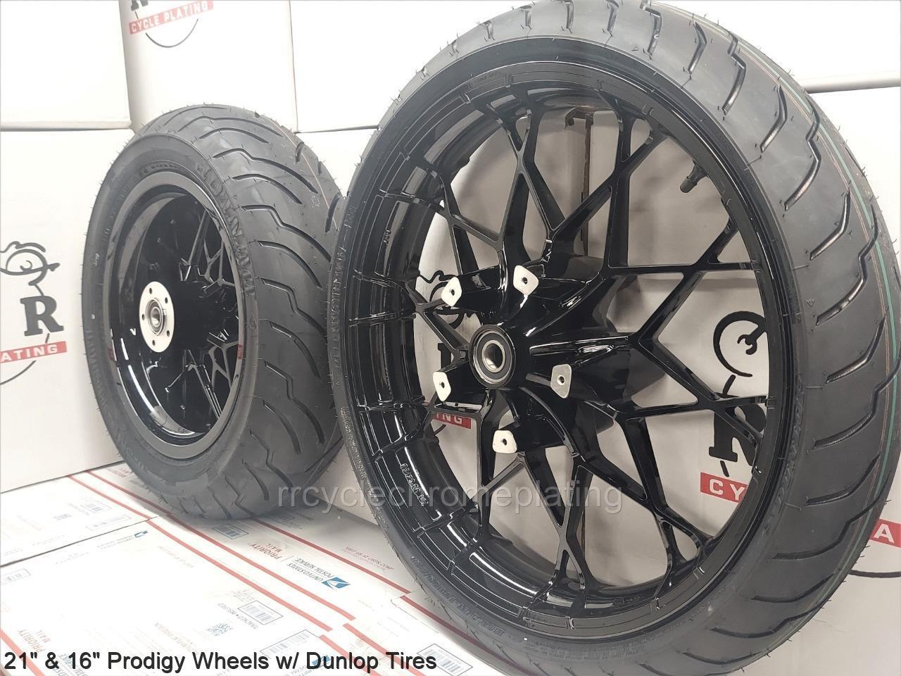 Harley Black Prodigy 21" F 16" R Wheels Tires 09-19 Street Glide Ultra ...