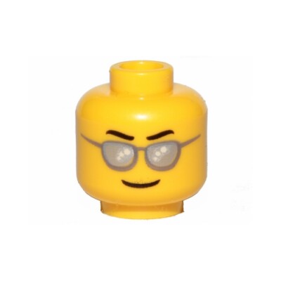 LEGO Minifig, Head with Silver Sunglasses, Black Eyebrows Wavy, Thin ...