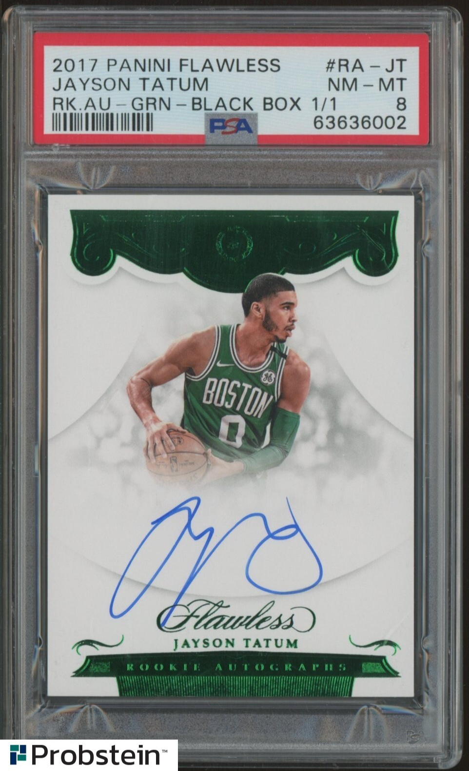 2017-18 Panini Flawless Green Jayson Tatum RC Rookie AUTO 1/1 BLACK BOX ...