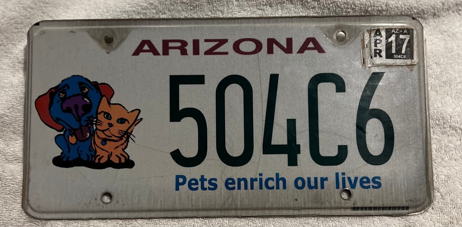 LICENSE PLATE ARIZONA PETS 504C6 2017 DOG CAT | eBay