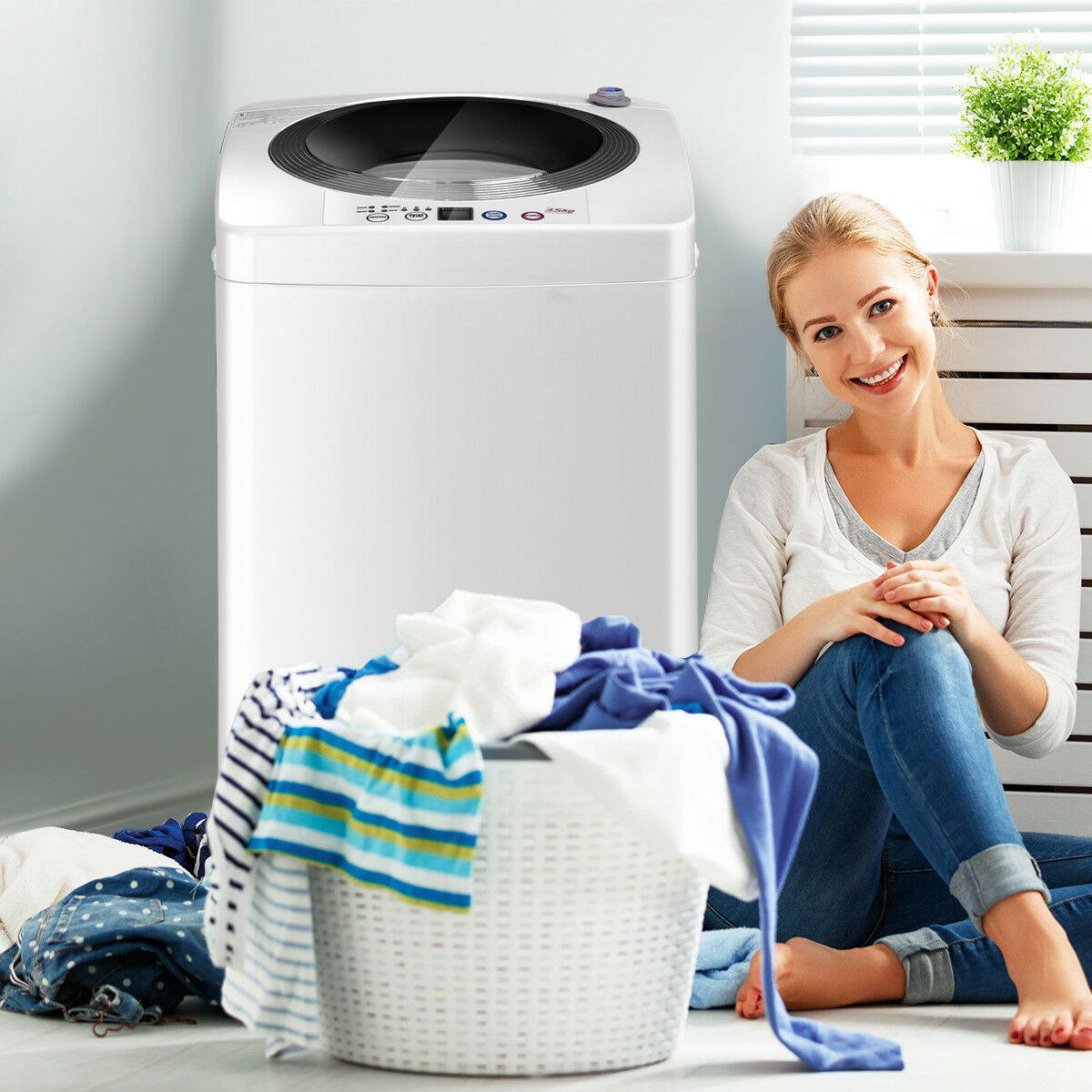 Costway 2 in 1 Washer Spinner Full-Automatic Laundry Wash Machine W ...