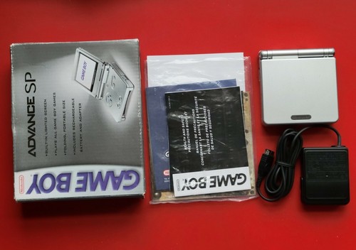 Platinum Silver Game Boy Advance SP AGS-001 Handheld System Complete ...