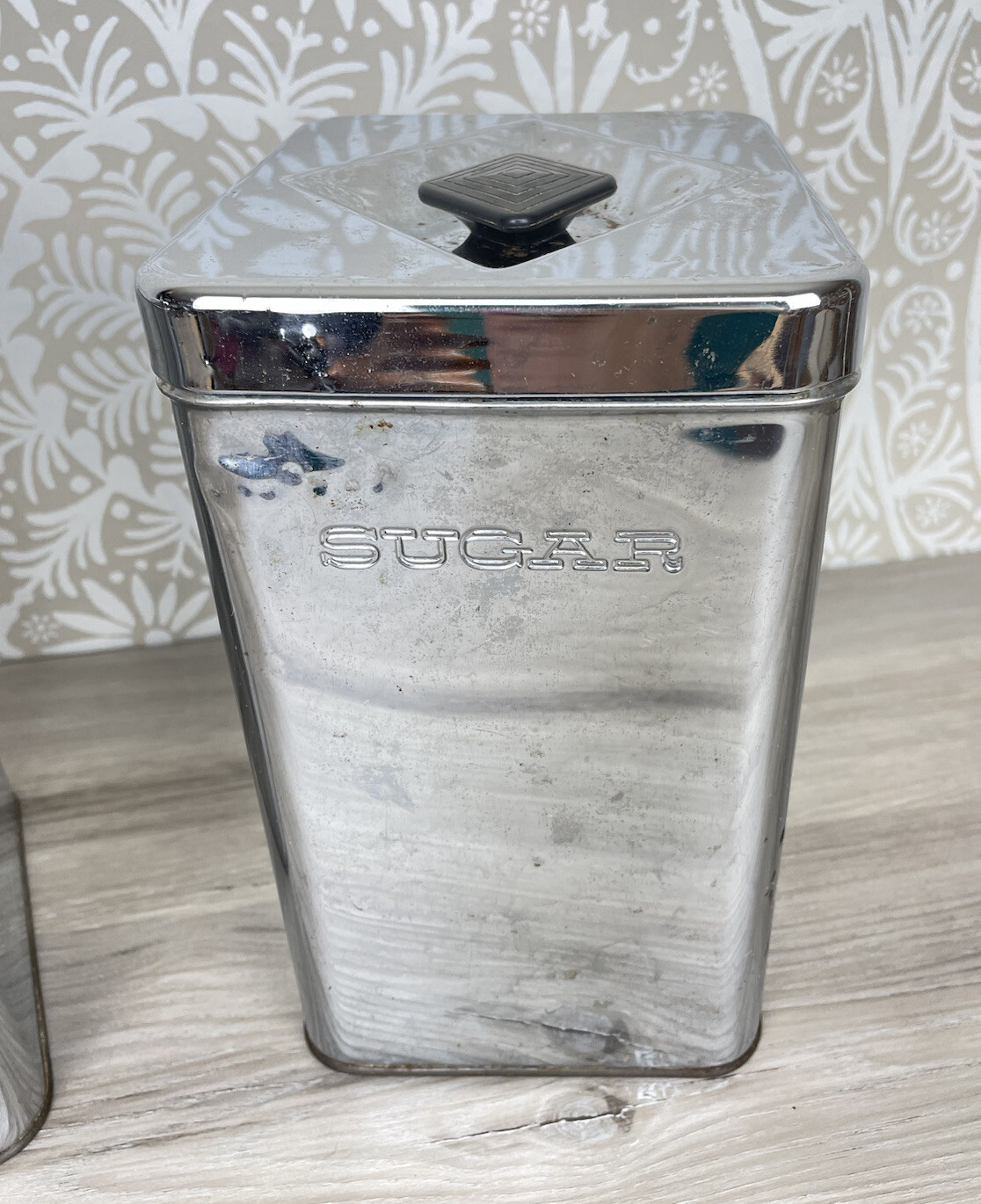 Vintage 2 MCM Shiny Chrome Queen Flour and Sugar Kitchen Canisters ...