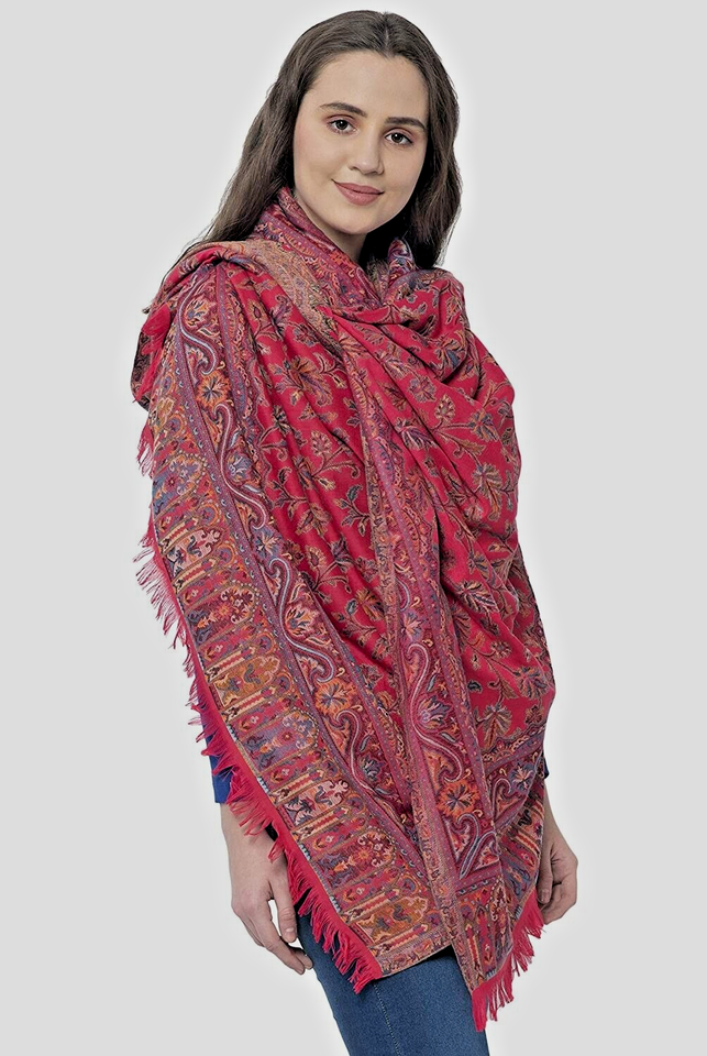 Women's Shawl Cashmere Pashmina Indian Kani Wool Large Stole Silk Soft ...