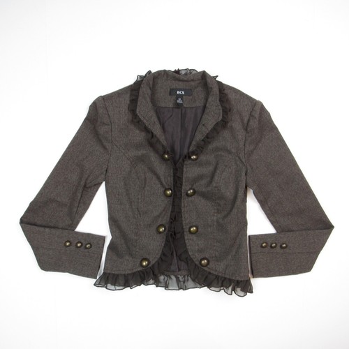 BCX Blazer Jacket Juniors Size XS Accent Buttons Interior Lining Ruffle ...