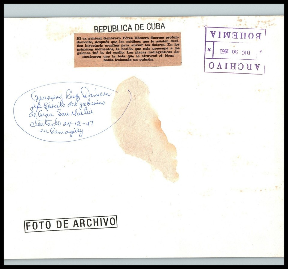 CUBA CUBAN BATISTA ARMY CHIEF GENOVEVO PEREZ DAMERA 1951 ORIGINAL PHOTO ...