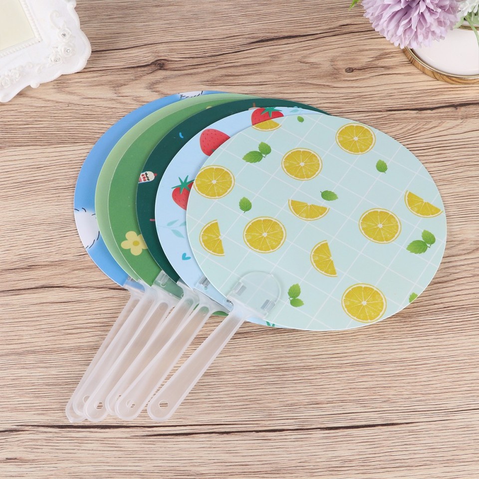 24pcs Adorable Summer Cartoon Pattern Fan Small Size Round Shape Fan ...