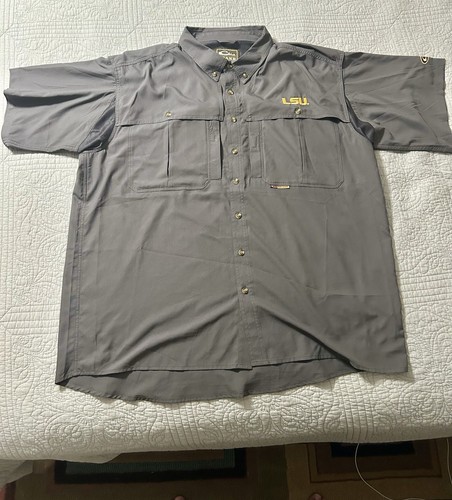 Drake Clothing Co Men’s Short Sleeve Shirt-LSU Tigers, Gray W/Purple ...