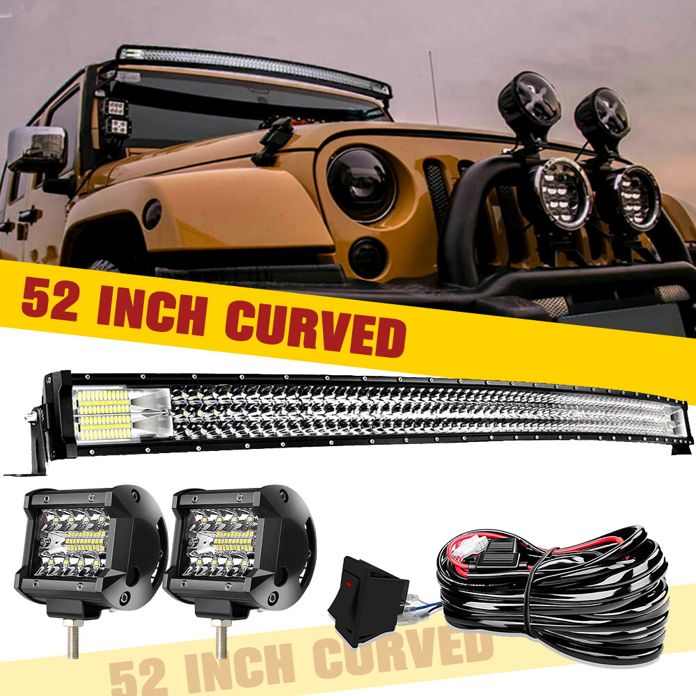 52" LED Light Bar+ 4'' Pods Combo For Hummer H1 H2 H3 Humvee AM General ...