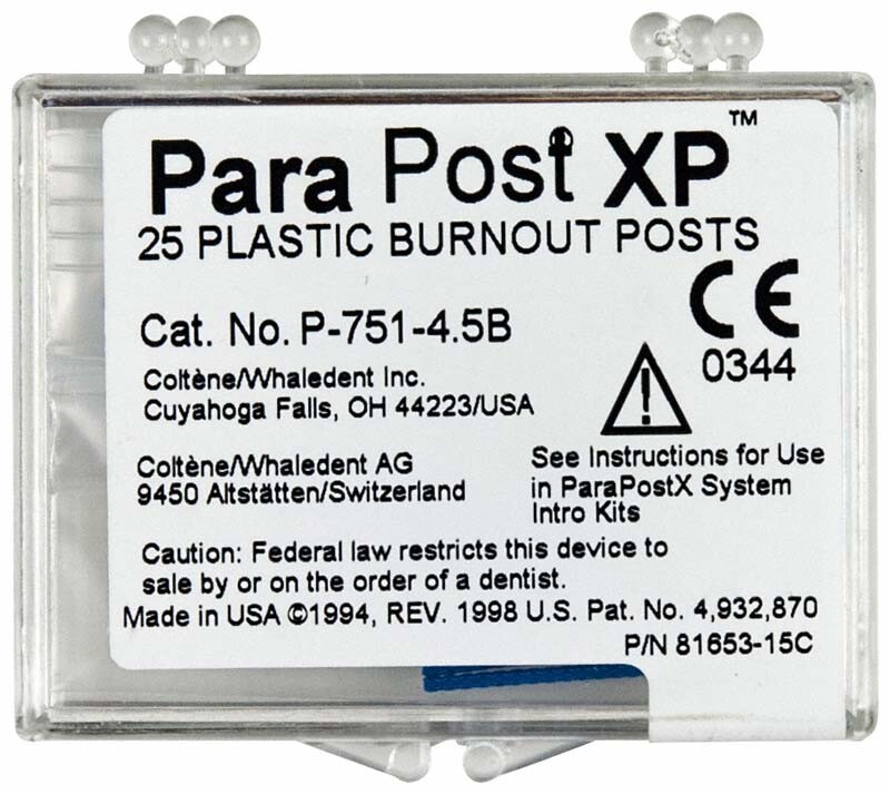 COLTENE P7514.5B ParaPost XP Blue .045" /1.14mm Size 4 Plastic Burnout ...