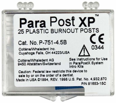 COLTENE P7514.5B ParaPost XP Blue .045" /1.14mm Size 4 Plastic Burnout ...