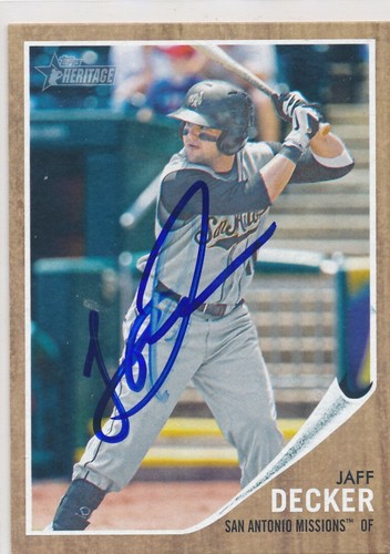 Jaff Decker San Antonio Missions Autographed 2011 Topps Heritage Card ...