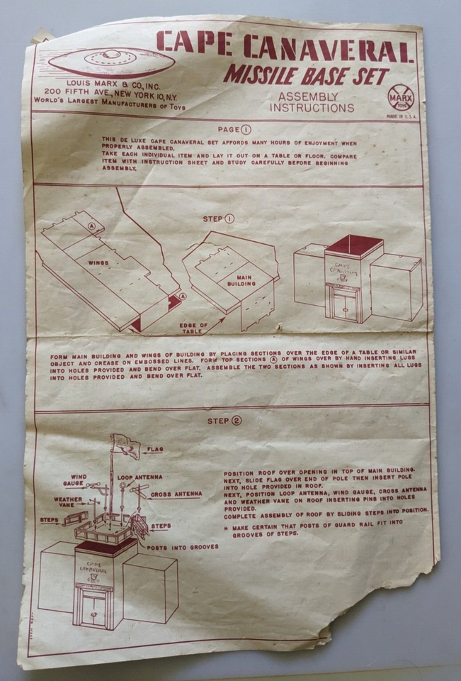 Vintage Marx Atomic Cape Canaveral Missile Base includes Space Talk ...