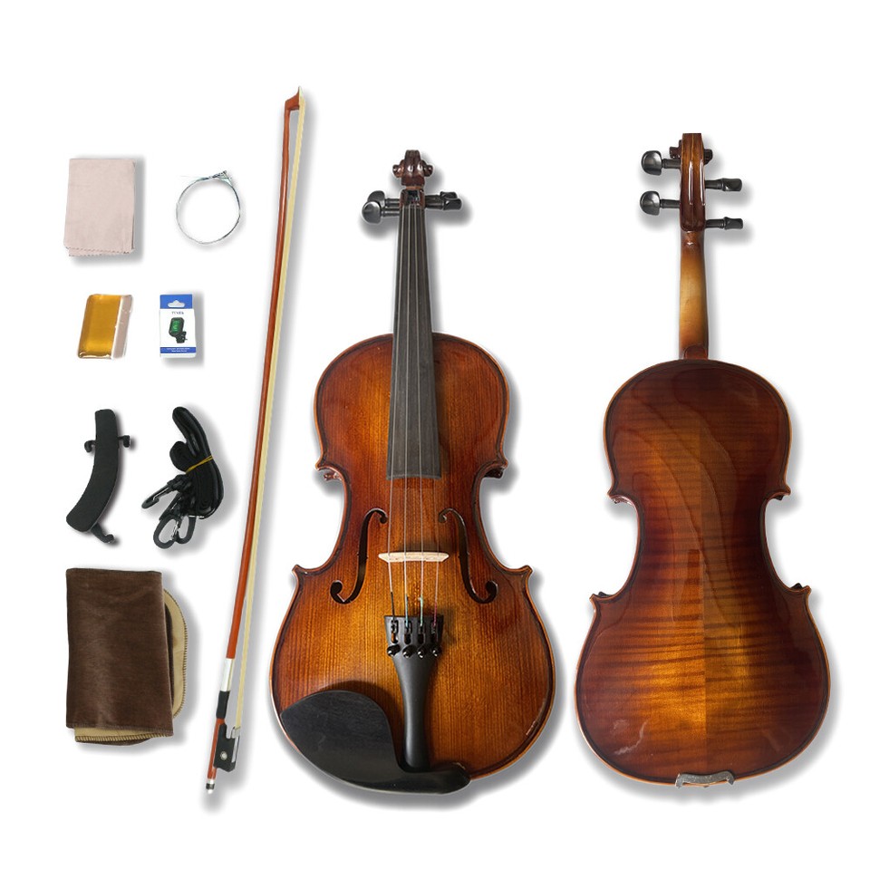 Traditional Violin 4/4 Full Size Dark Brown Flame wood Violin With ...