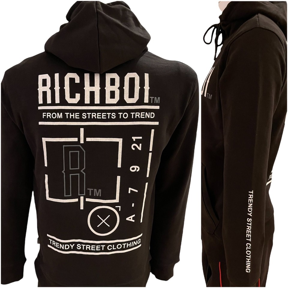 Mens rich hoody. urban streetwear hip hop style bling pullover black ...