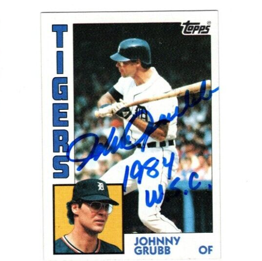 Johnny Grubb autograph signed 1984 Topps baseball card 1984 WSC DETROIT ...