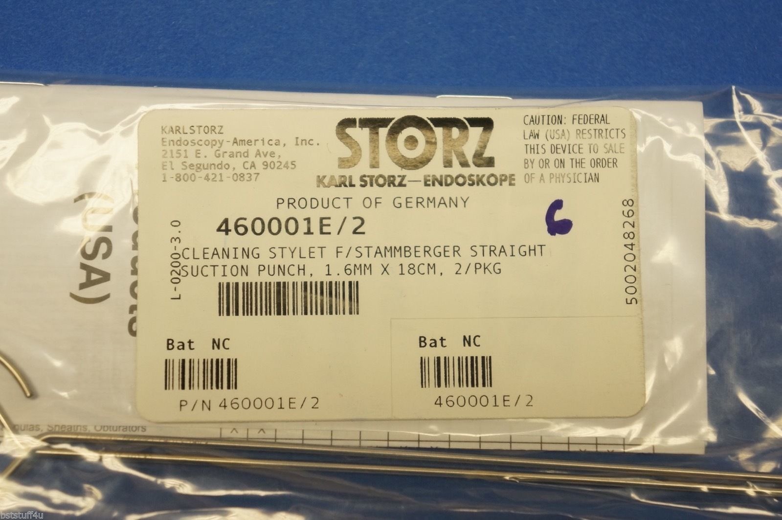 Karl Storz 460001E /2 Cleaning Stylet Function Stammberger Straight ...