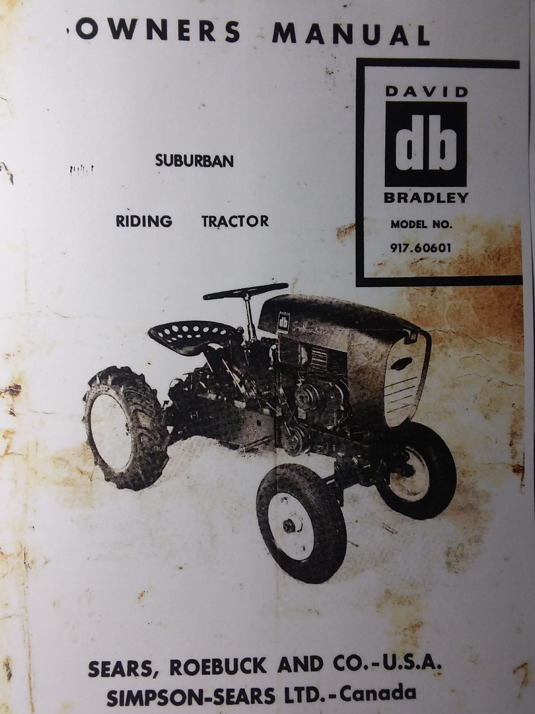 Sears db David Bradley Riding Garden Tractor & Engine Owner & Parts (2 ...
