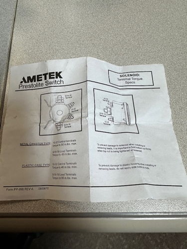 Premium Oem 15-323 Ametek Prestolite Switch Solenoid Terminal Torque ...