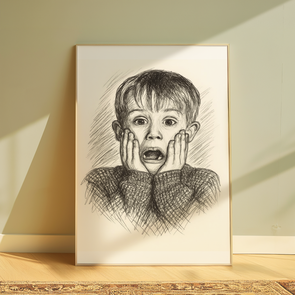 HOME ALONE KEVIN DRAWING PRINT SKETCH 8" x 10" CHRISTMAS PRINT WALL ART ...