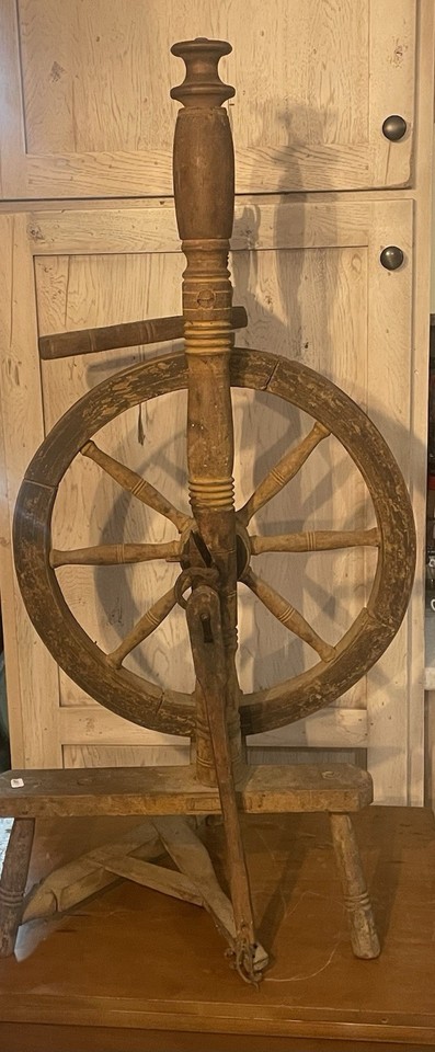 Antique 19th Century Upright Castle Wooden Spinning Wheel | eBay